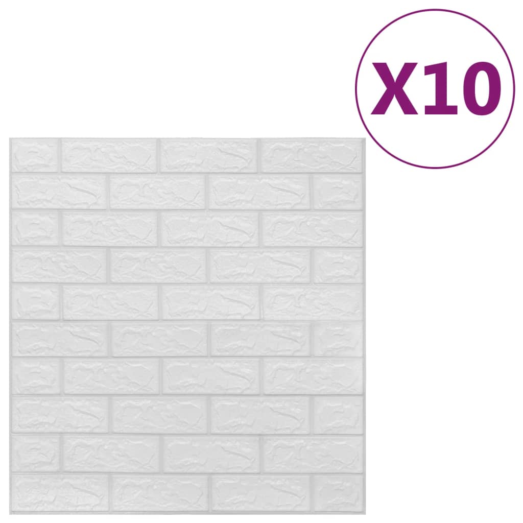 vidaXL 3D tapetes, pašlīmējošas, ķiegeļu raksts, 10 gab., baltas ...