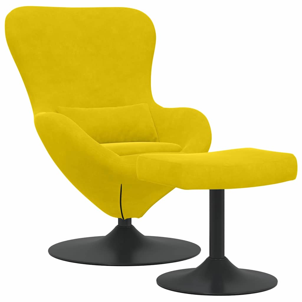 vidaXL Olas krēsls ar pufu Dzeltena 63 x 73 x 90 cm Samts | vidaXL.lv