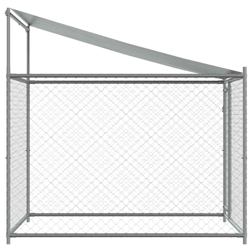 vidaXL suņu būris ar jumtu un durvīm, pelēks, 2x2x2 m, cinkots tērauds ...