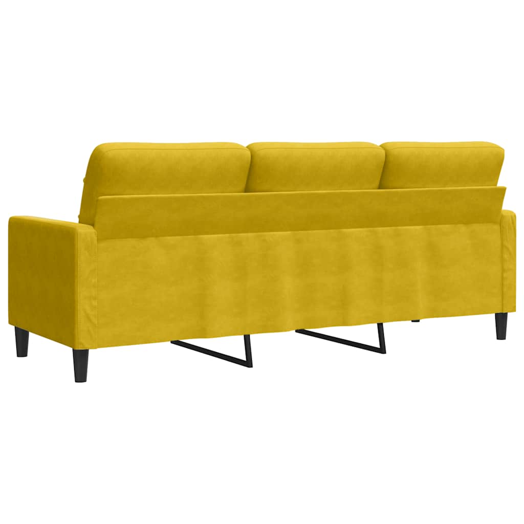vidaXL trīsvietīgs dīvāns, dzeltens, 180 cm, samts | vidaXL.lv