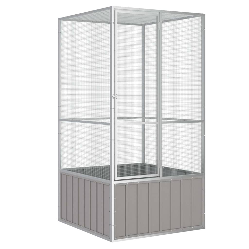 vidaXL putnu būris, pelēks, 111x107x211,5 cm, cinkots tērauds | vidaXL.lv